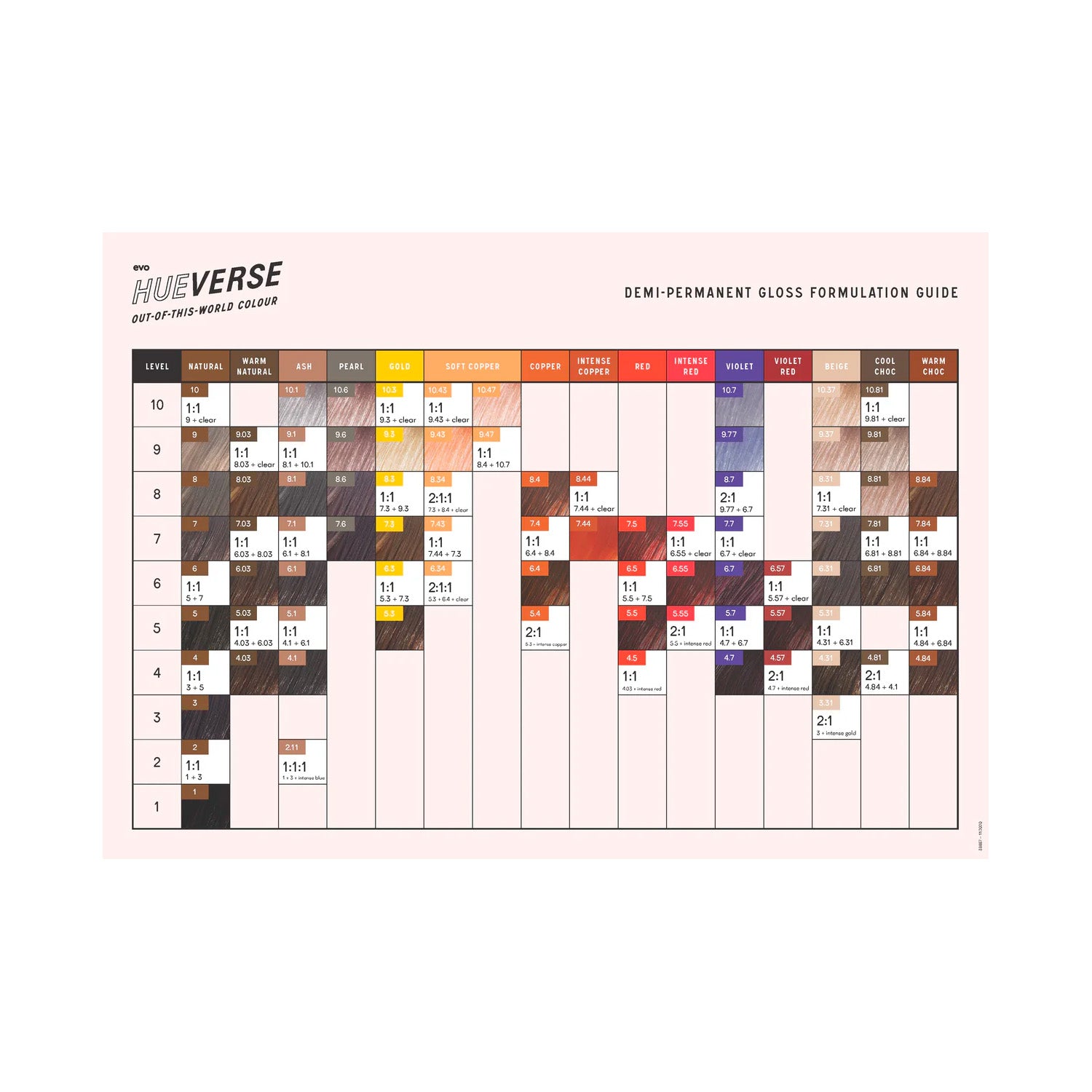 EVO - Hue.Verse Permanent And Demi-Permanent Gloss Backwall Guide (A3)